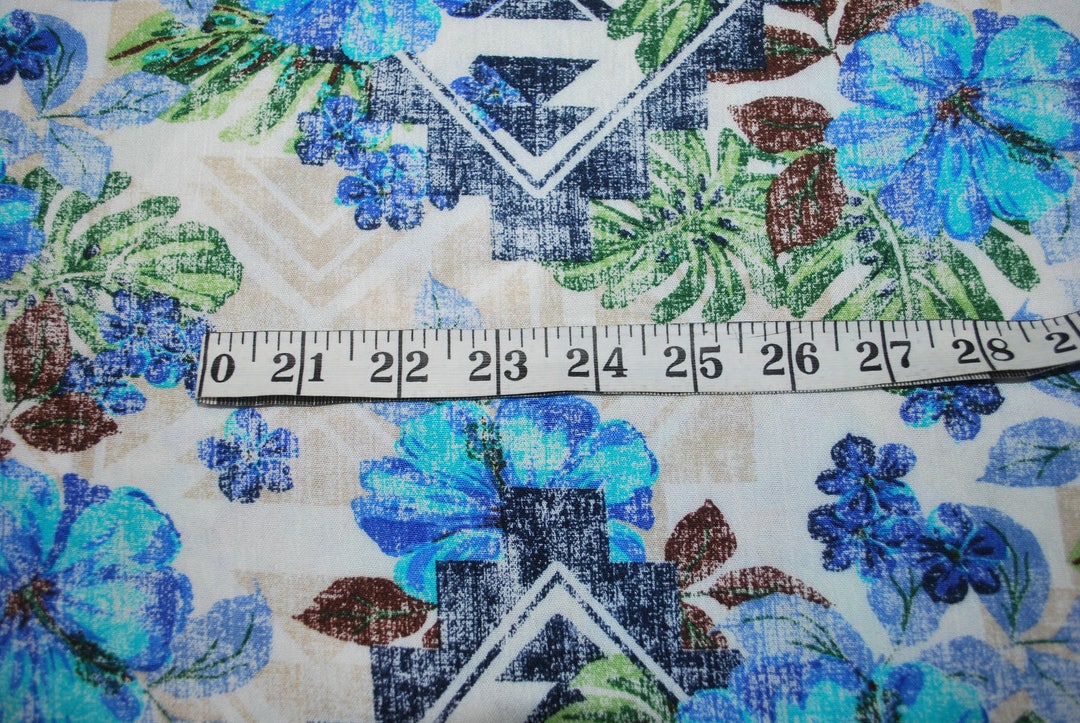 Rayon Crepe Woven Fabric Natural Fiber Rayon Plant Based Vintage Floral ...