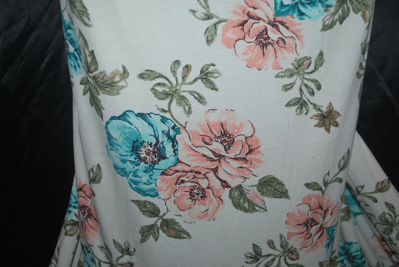 Rayon Spandex Knit Jersey Fabric Beautiful Floral Print Multicolor Teal ...