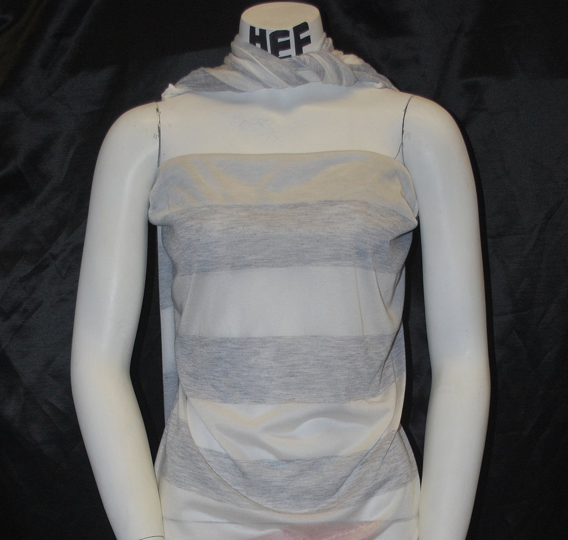 Tencel Sheer Knit Jersey Fabric Yarn Dyed Wide Stripes 2"7/8 Heather ...