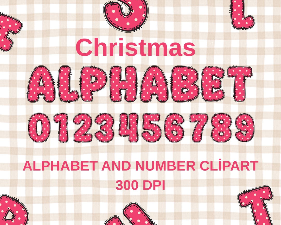 Christmas Alphabet and Number Clipart Doodle Alpha Set Template Png - Etsy