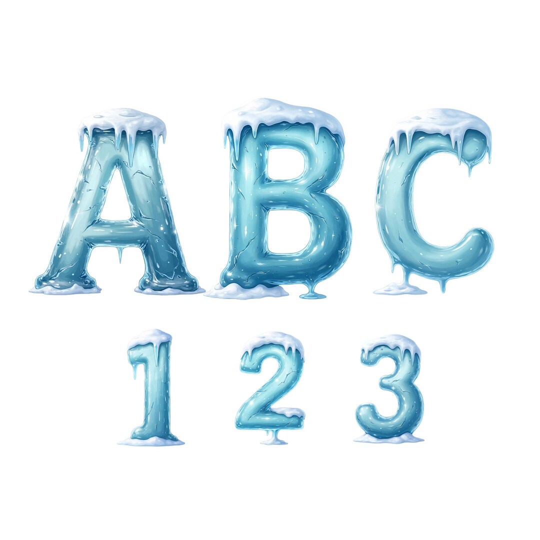 Winter Crystal Ice Alphabet Letter and Number PNG Digital Download - Etsy