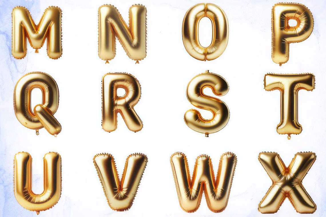 Gold Balloon Letter PNG, Foil Alphabet & Number Clipart, Golden Party ...