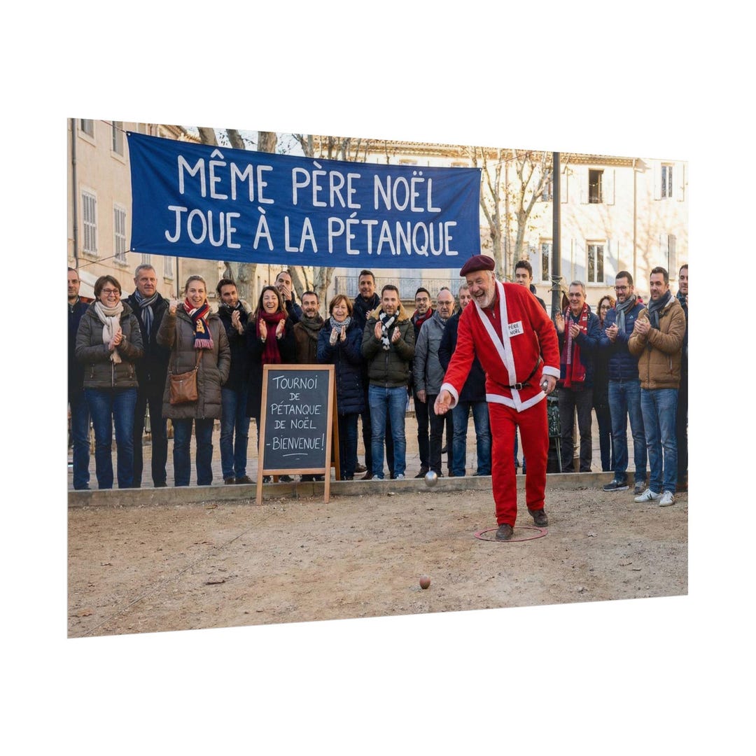 Même Père Noël Joue à La Pétanque Poster | Rolled Poster, French ...