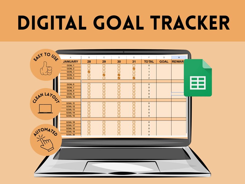 Goal Tracker for Habit Tracking | Google Sheets Task Tracker ...