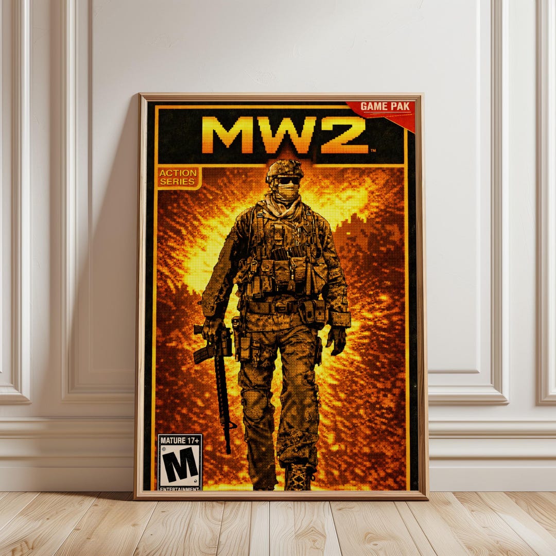 COD MW2 Retro Gaming Poster, Pixel Soldier Print, Gamer Room Decor ...
