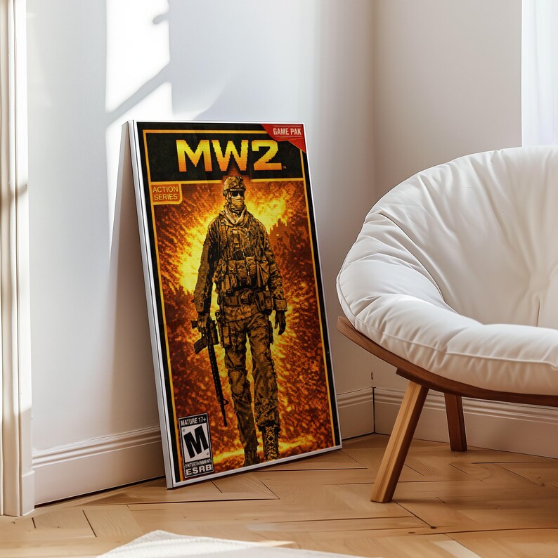 COD MW2 Retro Gaming Poster, Pixel Soldier Print, Gamer Room Decor ...