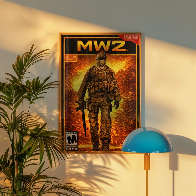 COD MW2 Retro Gaming Poster, Pixel Soldier Print, Gamer Room Decor ...