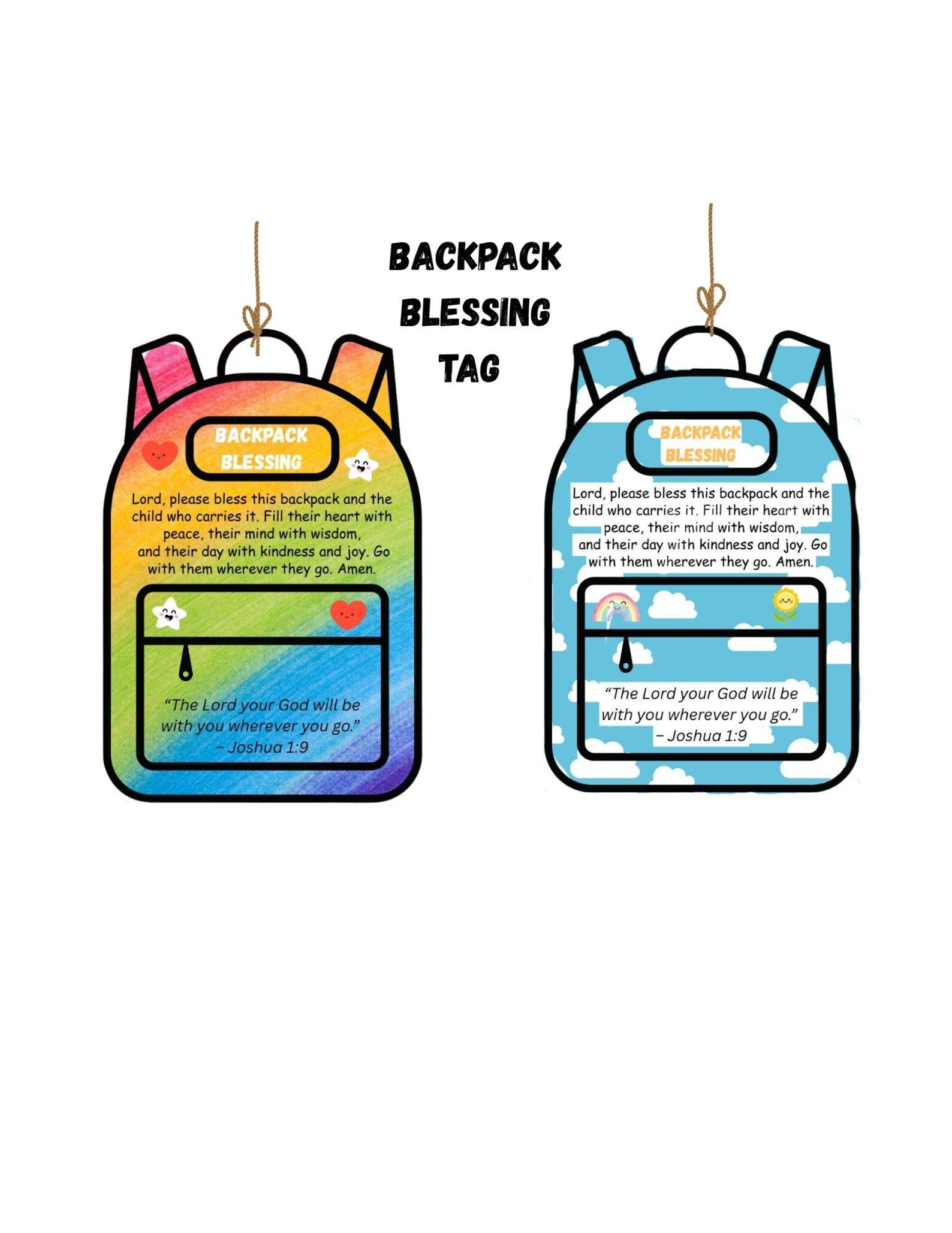 Printable Backpack Blessing Tags: Christian Back to School Gift (PDF ...