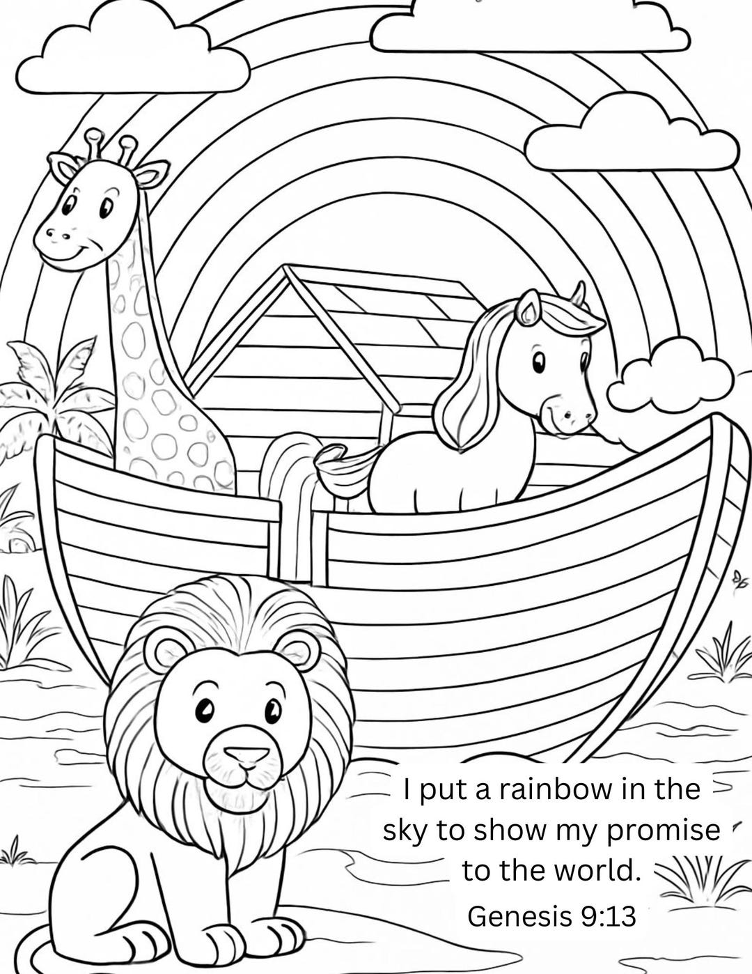Bible Story Coloring Pages for Kids: Noah's Ark, Jonah, David (PDF ...