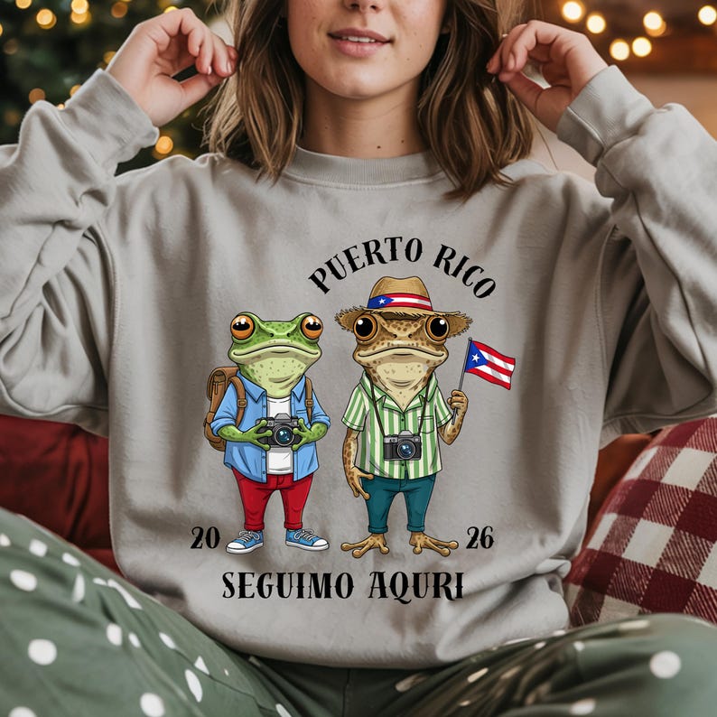 Puerto Rican 2026 Flag Frog Meme T-shirt Design: Sapo Concho PNG ...