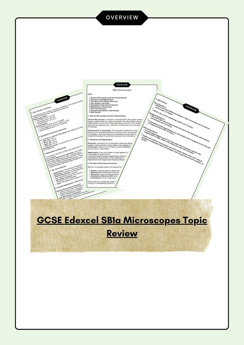 Sb1a Microscopes – GCSE Biology Topic Overview (microscopy, Magnification, Calculations and Q&A ...