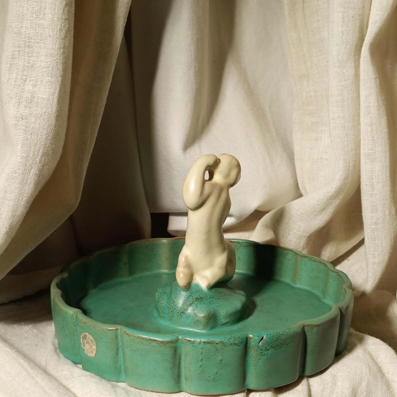 1920s Art Deco Mermaid Dish: Gabriel Fajansverken Scandinavian Celadon ...