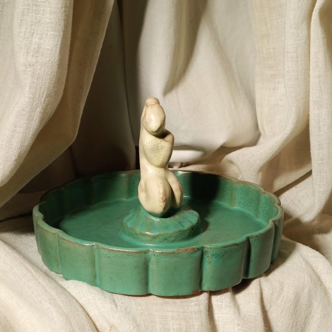 1920s Art Deco Mermaid Dish: Gabriel Fajansverken Scandinavian Celadon ...