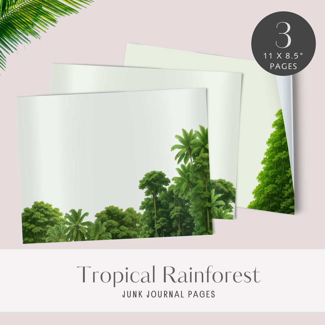 Tropical Rainforest Junk Journal Forest Page Borders | 3 Digital ...