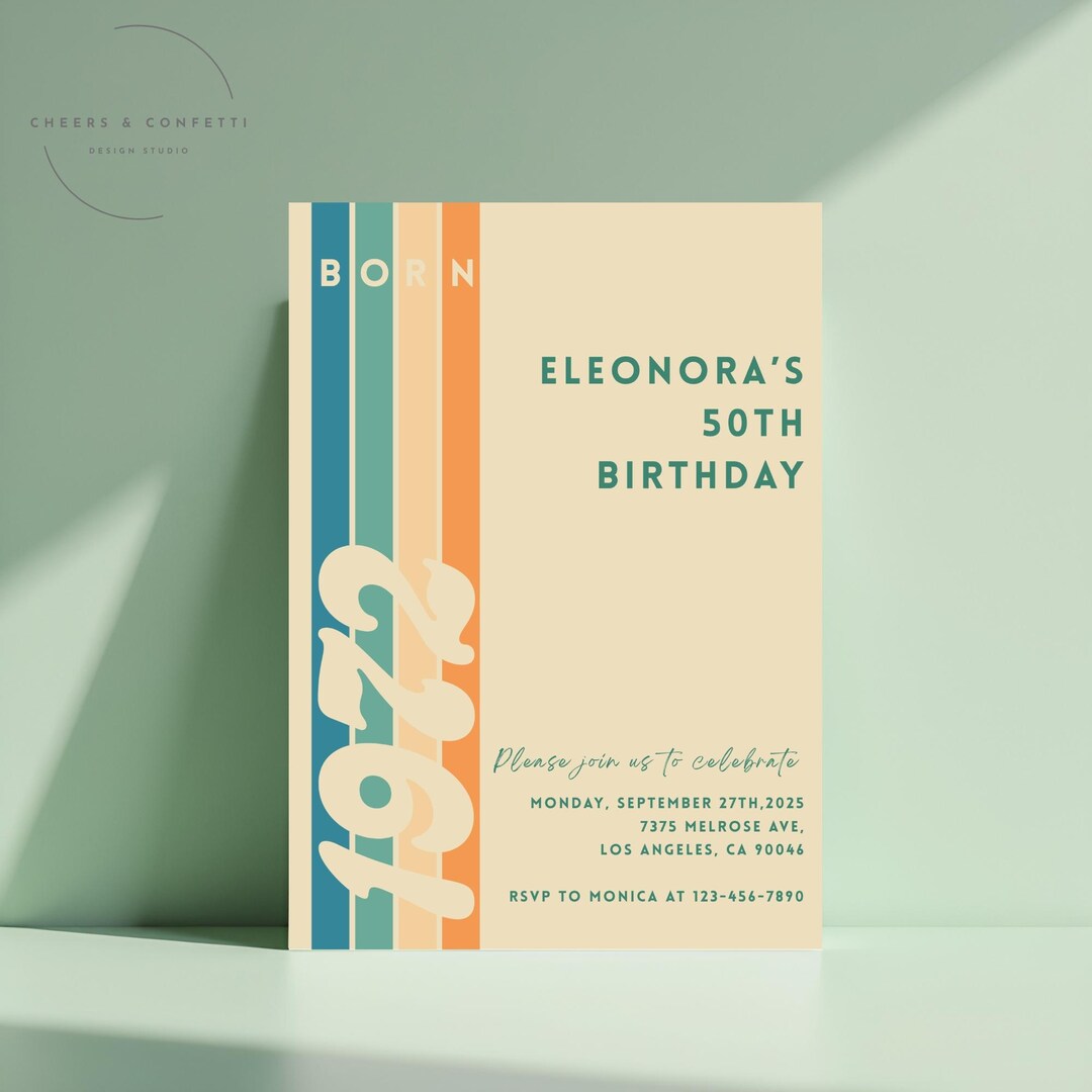 Vintage 50th Birthday Digital Invitation | Vintage Style Party Invite ...