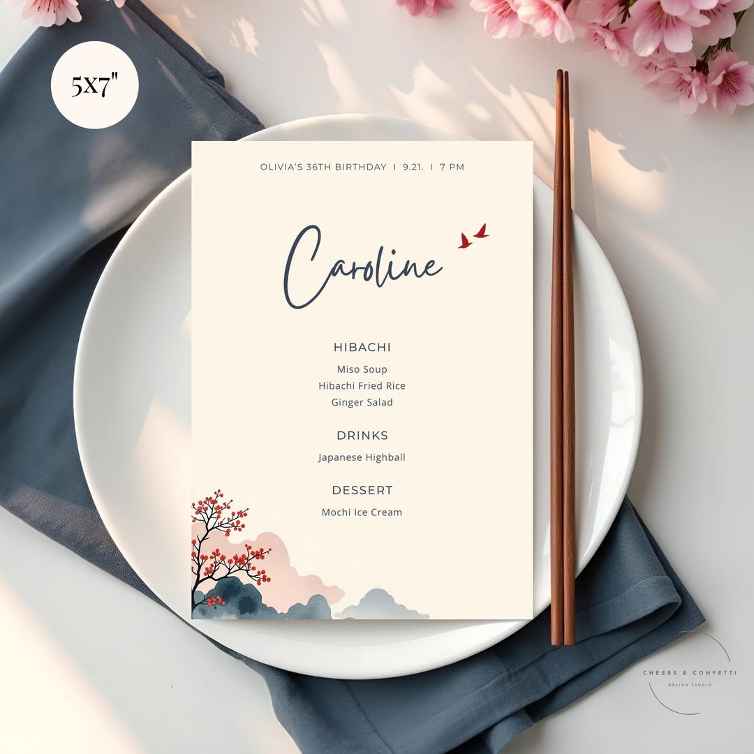 Editable Birthday Party Menus, Hibachi Party, Printable and Shareable ...