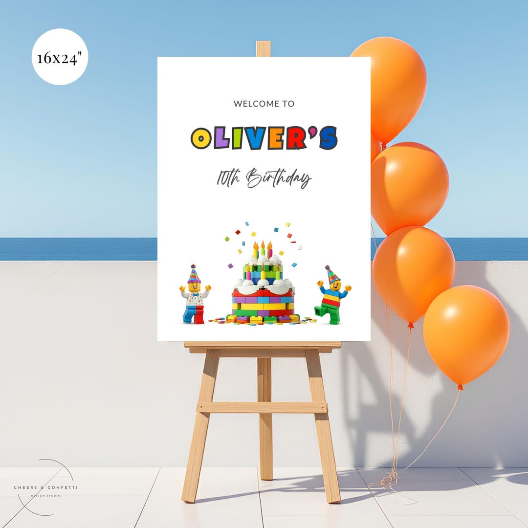Bricks Welcome Party Sign, Building Block Party, Bricks Invite ...