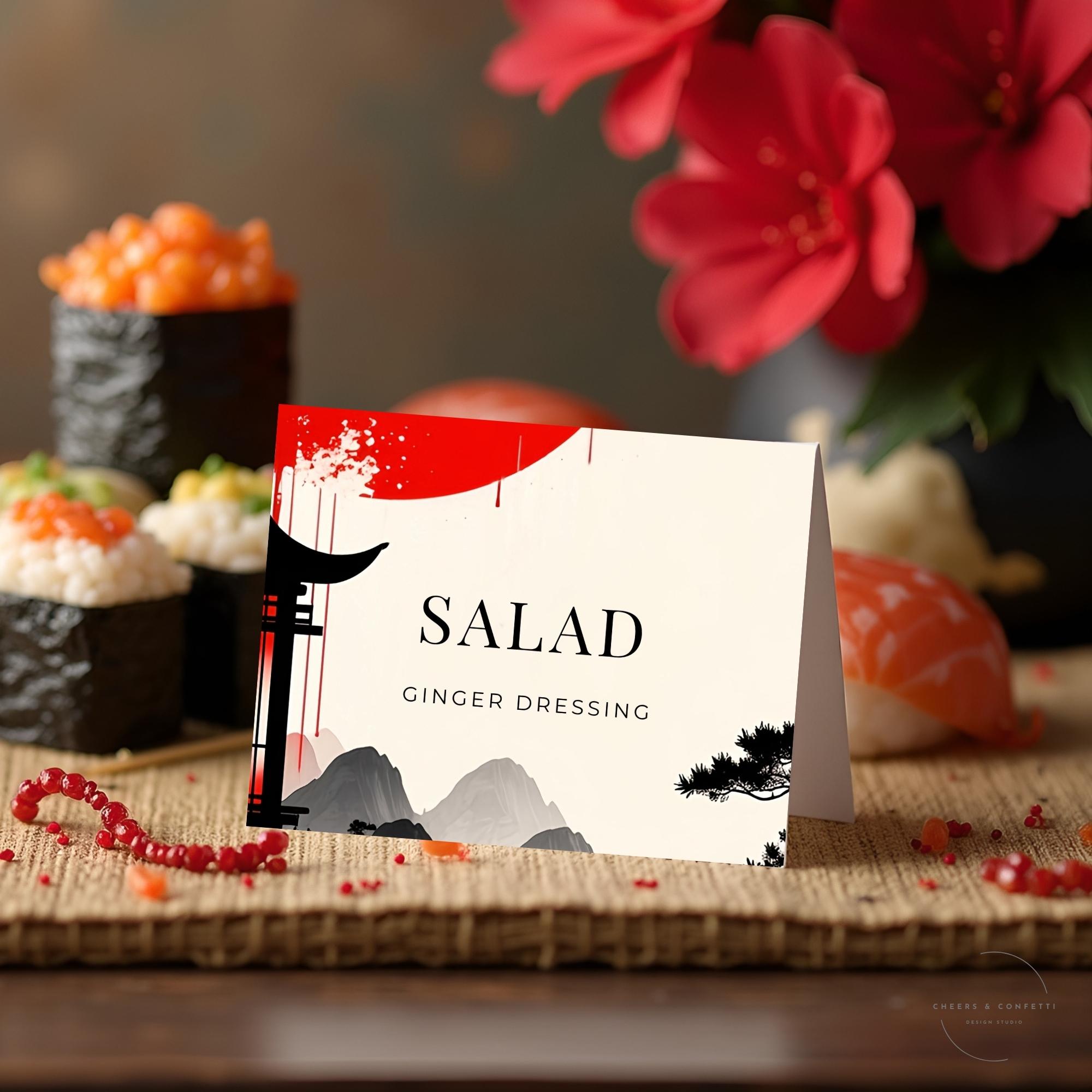Hibachi Food Label, Personalized Hibachi Decor, Editable Place Cards ...