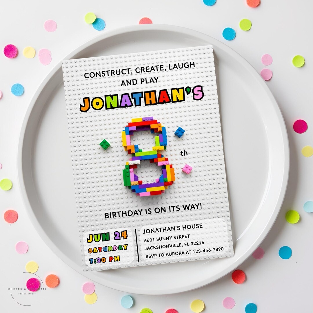 Number Blocks Birthday Invitation, Construction Theme Party Invite ...