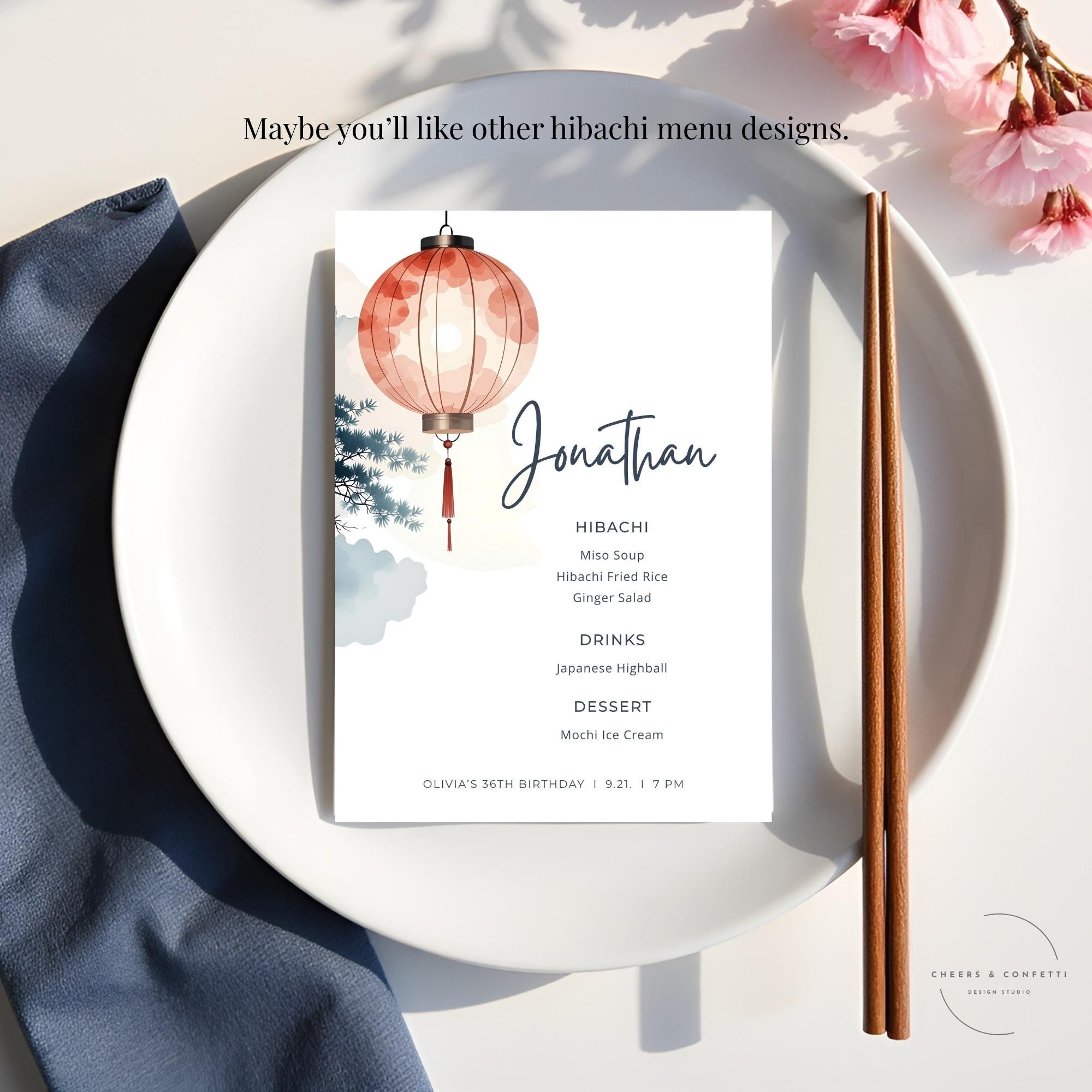Editable Birthday Party Menus, Hibachi Party, Printable and Shareable ...