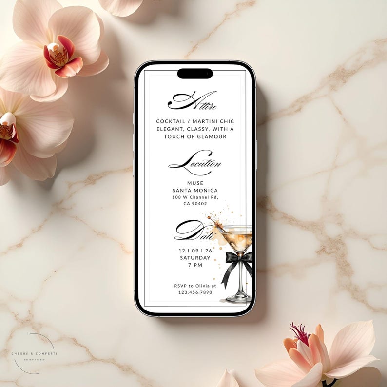 Martini Invite Video, Editable Digital Invite for 30th Birthday ...