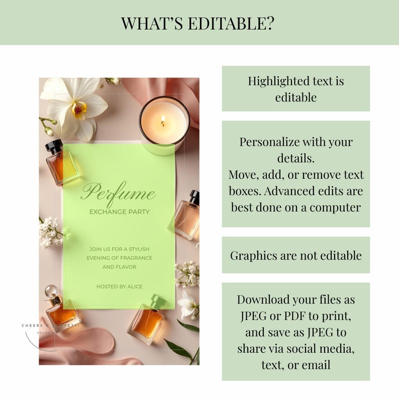 Perfume Exchange Invite, Editable Digital Invitation for Girls Night ...
