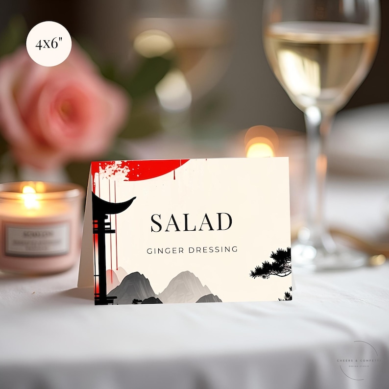 Hibachi Food Label, Personalized Hibachi Decor, Editable Place Cards ...
