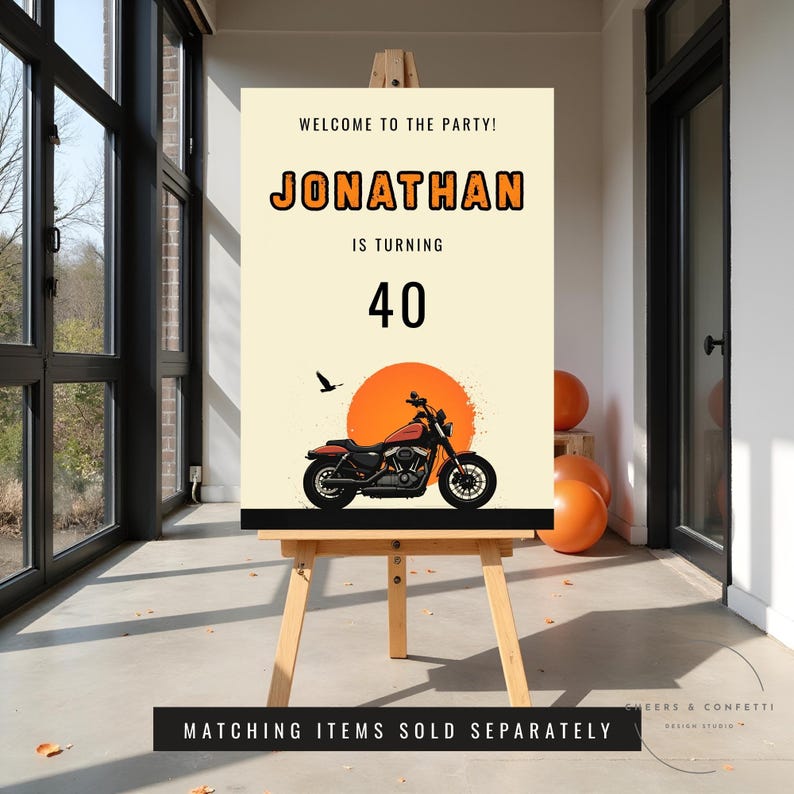 Menu Templates 40th Birthday | Motorcycle Party Menu Template, Editable ...