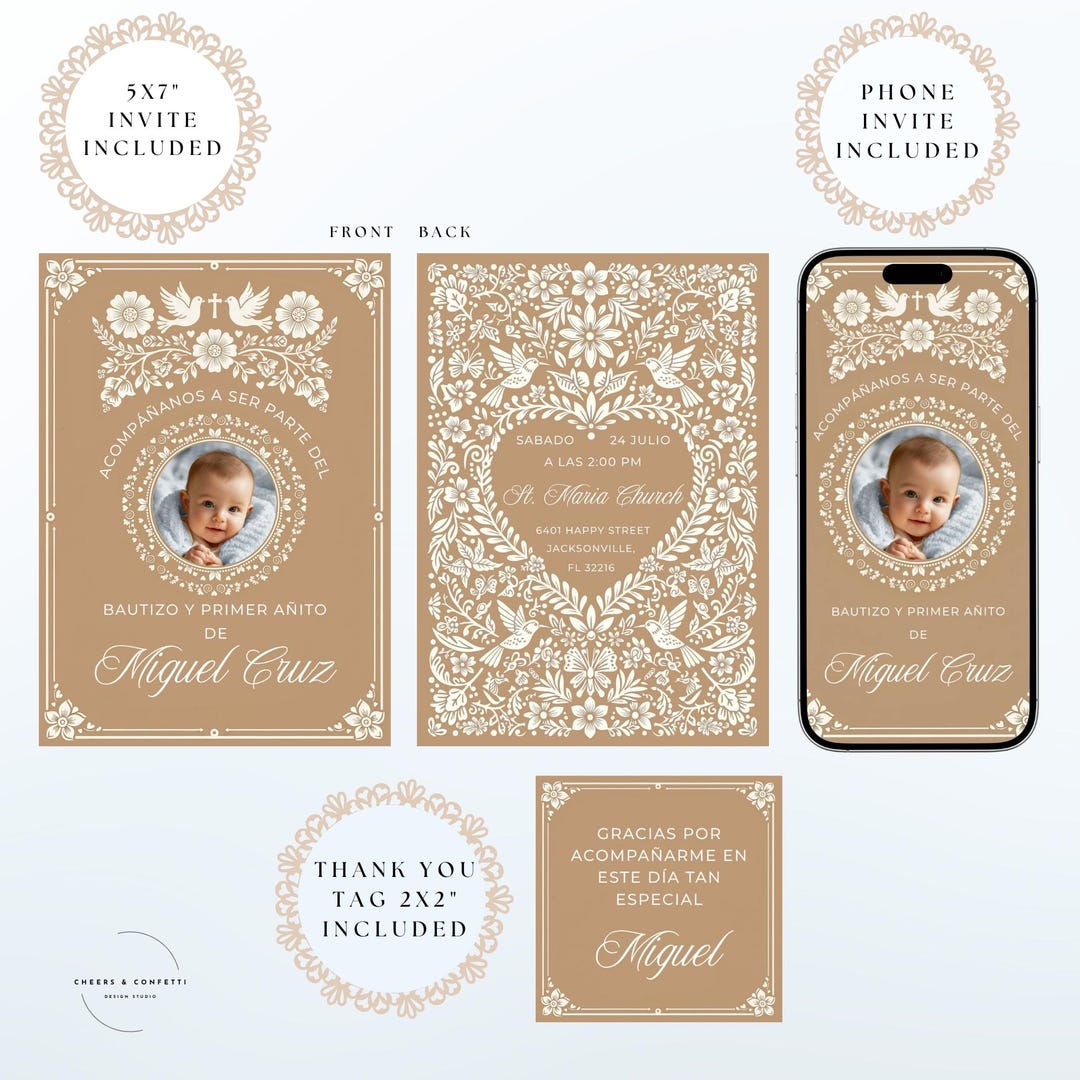 Brown Cielito Lindo Boy Baptism Invitation Template, Talavera Fiesta ...