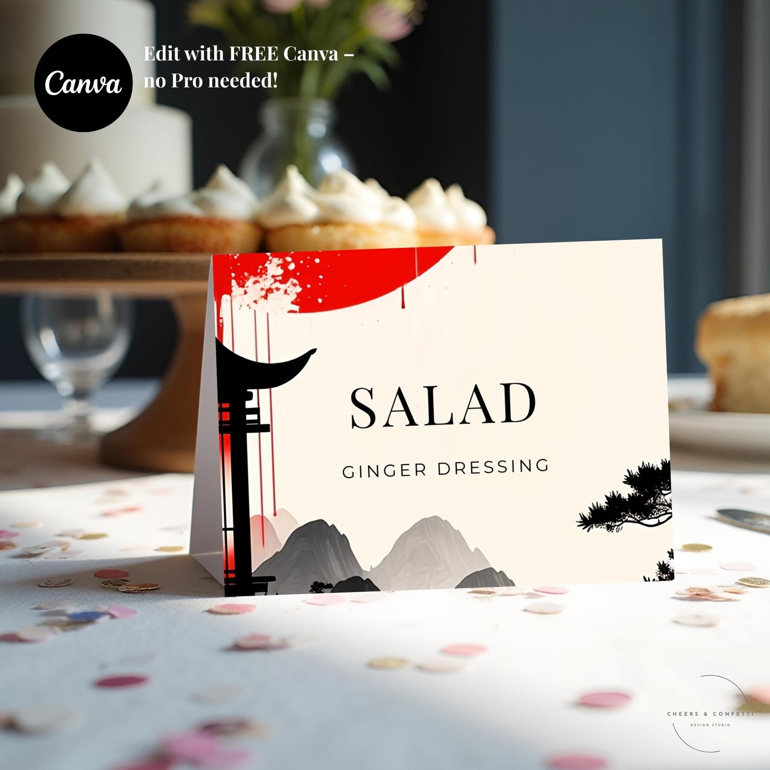 Hibachi Food Label, Personalized Hibachi Decor, Editable Place Cards ...