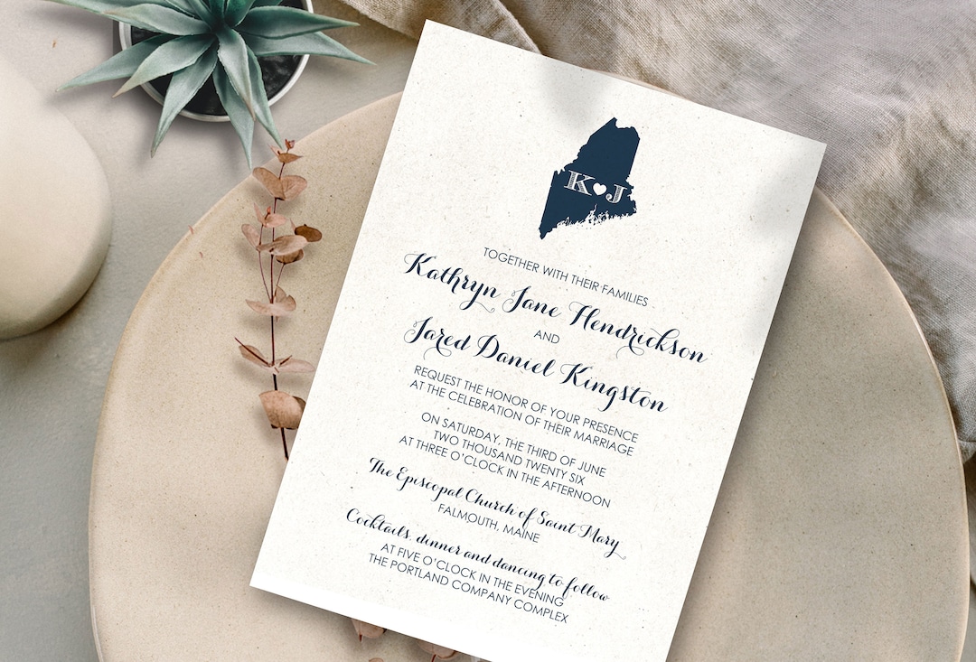 Pick Your State! Custom State Monogram Wedding Invitations - Etsy