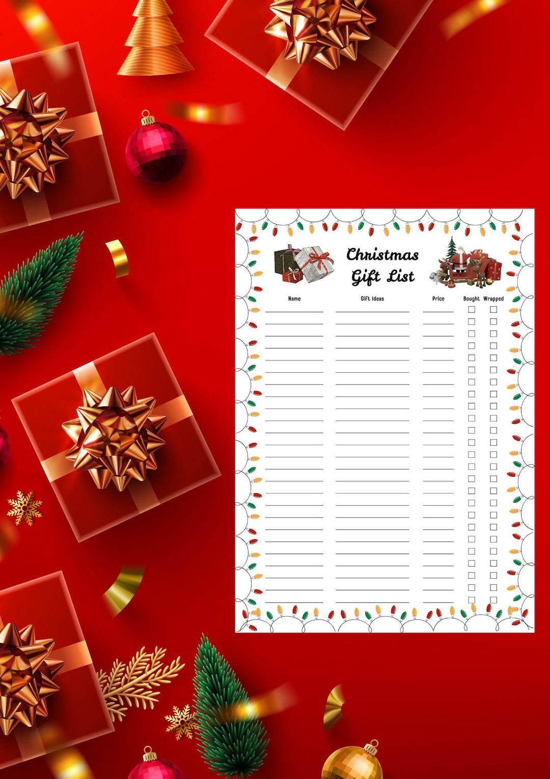 Christmas Gift List Tracker | Printable & Editable Canva Template - Etsy