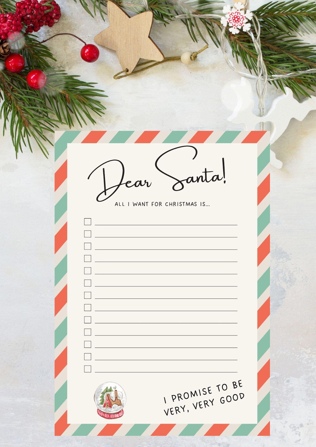 Christmas Wish List Template | Kids' Santa Letter (canva Editable) - Etsy