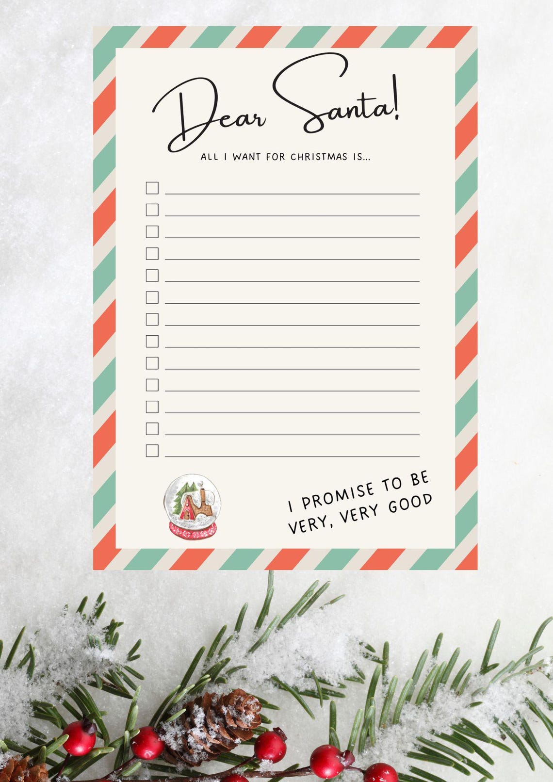 Christmas Wish List Template | Kids' Santa Letter (canva Editable) - Etsy