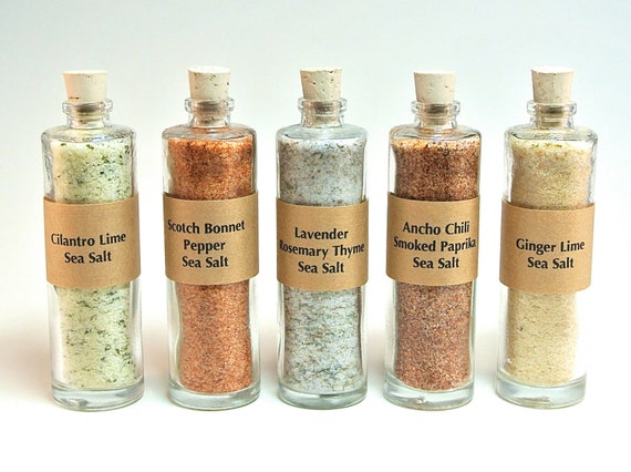 Items similar to Gourmet Salt Favor- 25 Mini Bottles Flavored Sea Salt ...
