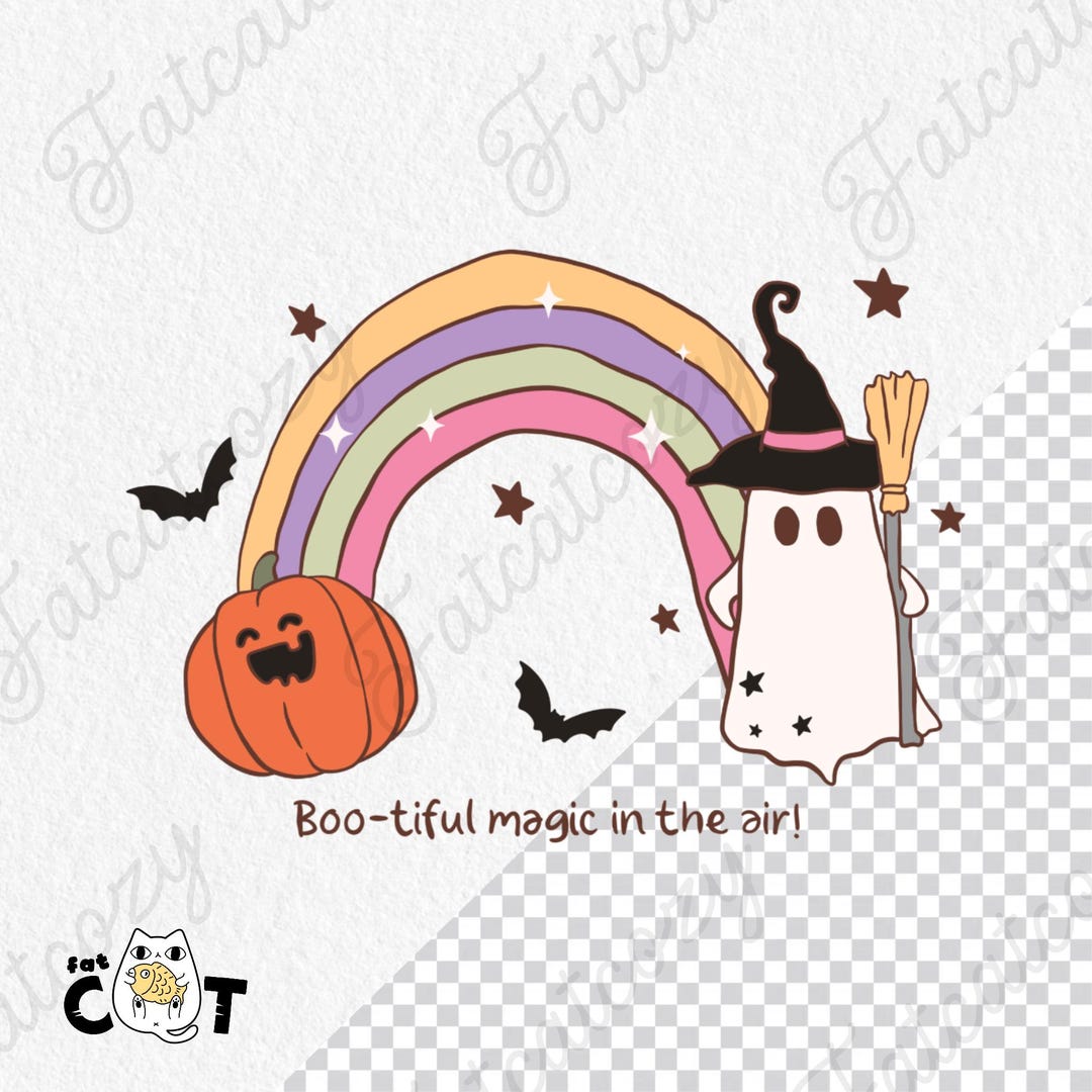 Cute Ghost Halloween PNG | Rainbow Clipart for Sublimation - Etsy