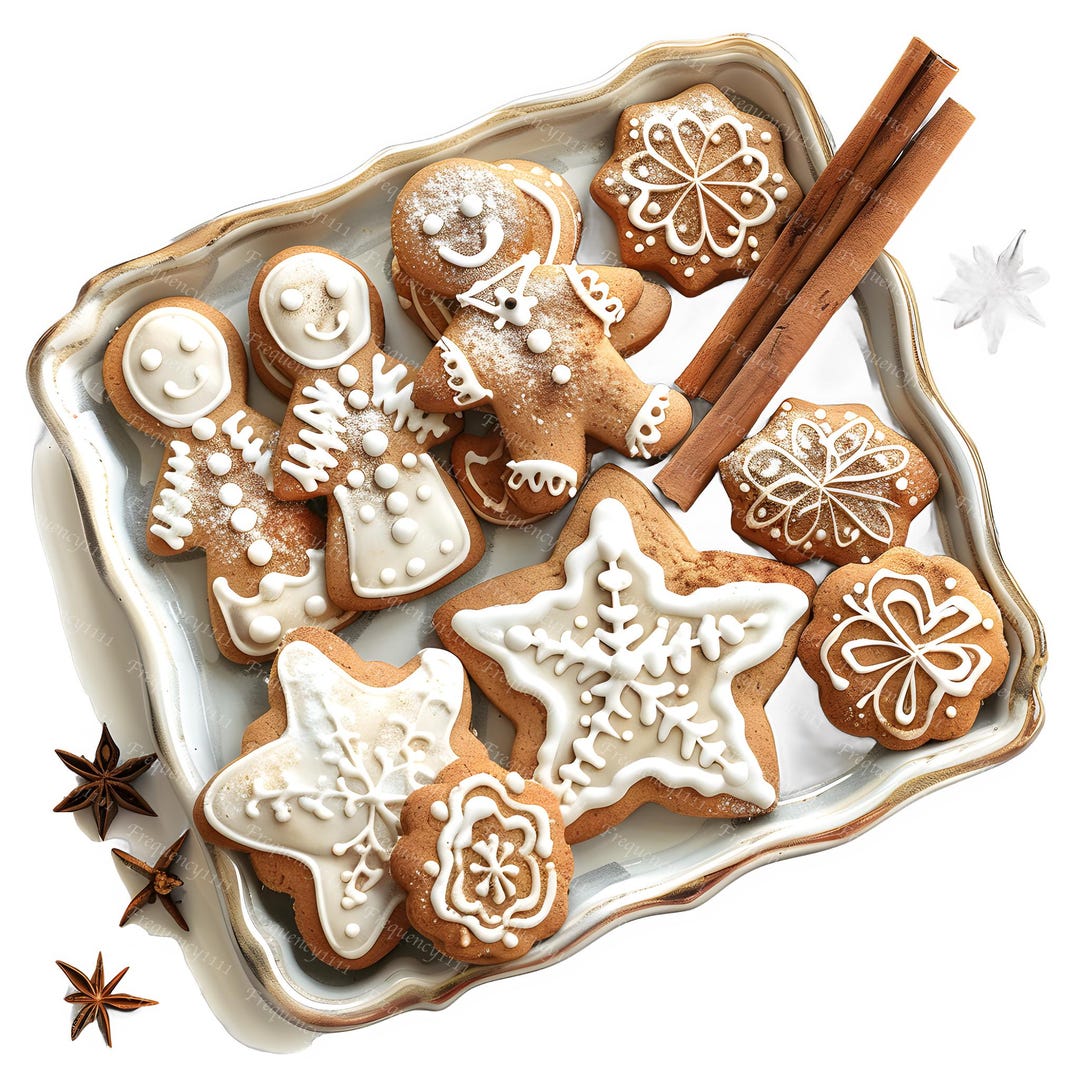 Christmas Cookie Clipart Set, 16 Watercolor Gingerbread Images, Holiday ...
