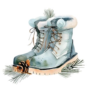 Watercolor Winter Boots Clipart, 16 PNG Snow Boot Illustrations, Cozy ...