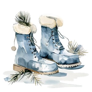 Watercolor Winter Boots Clipart, 16 PNG Snow Boot Illustrations, Cozy ...