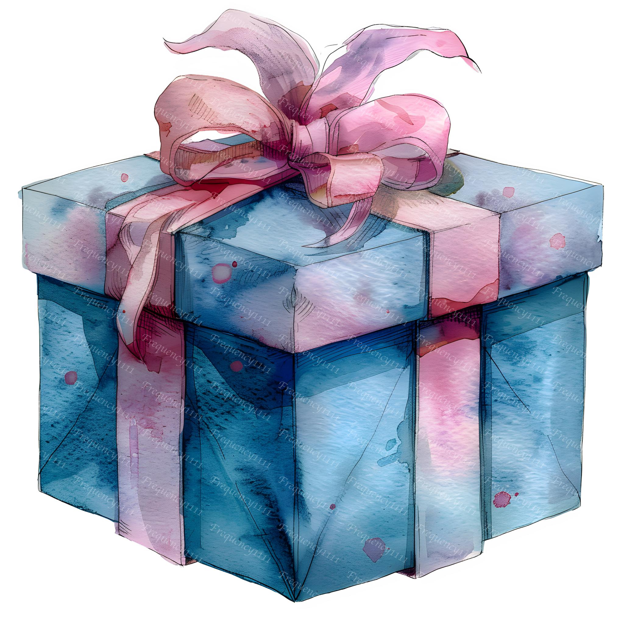 Watercolor Gift Box Clipart Bundle, 16 Pngs, Present Clip Art, Purple ...