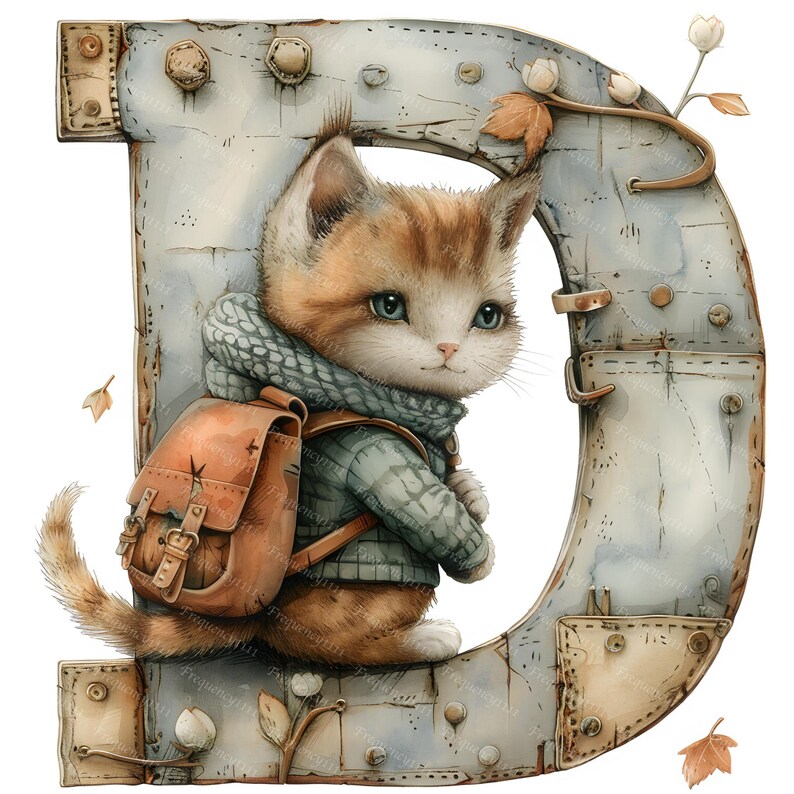 Kitten ABC clipartbundel, 10 aquarelletters met katten, schattige ...