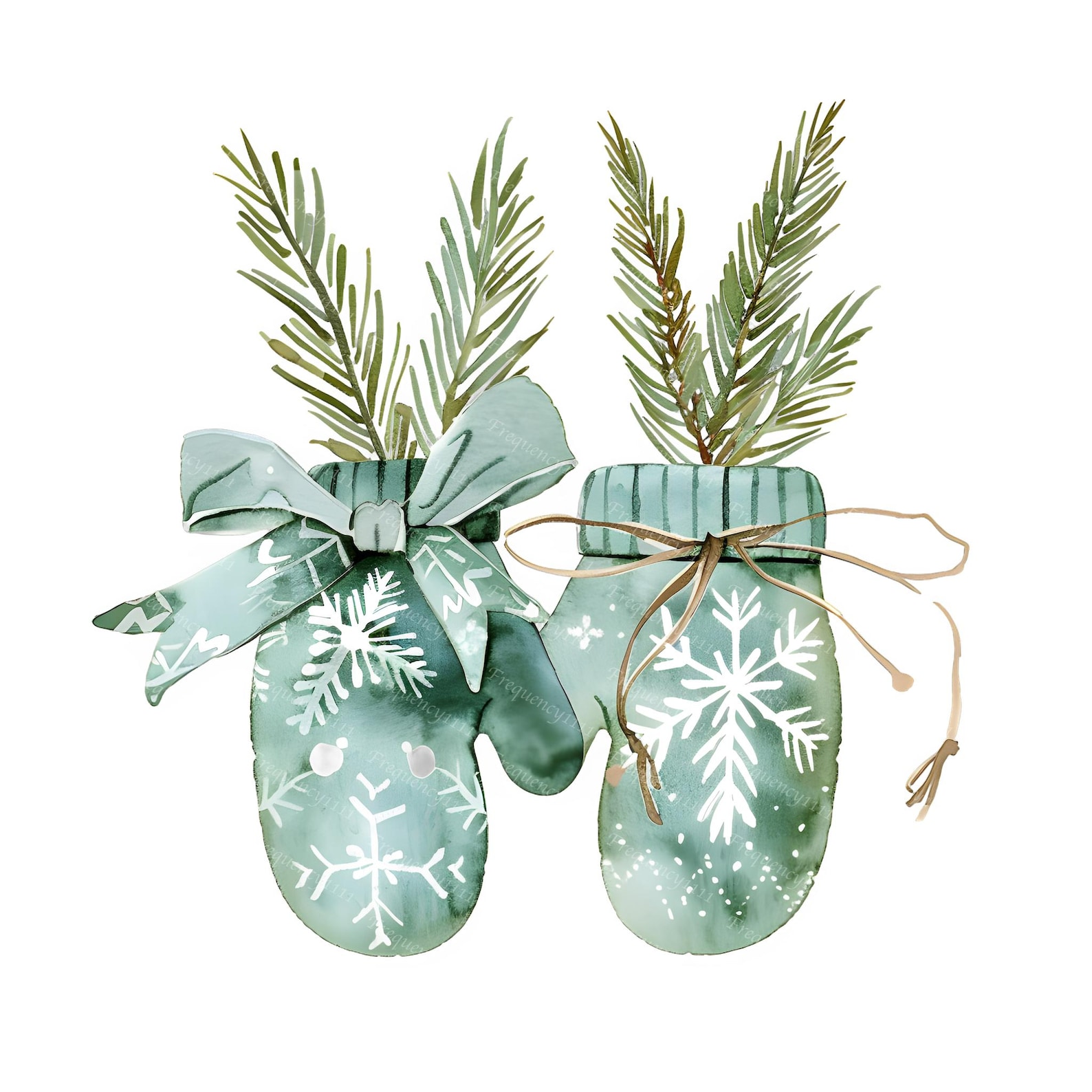 Watercolor Christmas Mitten Clipart, 16 Winter Botanical Pngs, Cozy ...