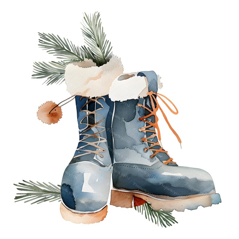 Watercolor Winter Boots Clipart, 16 PNG Snow Boot Illustrations, Cozy ...
