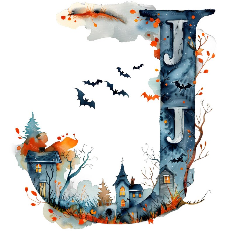 Ghost Alphabet Clipart Bundle, 28 Watercolor Halloween Letters Pngs ...