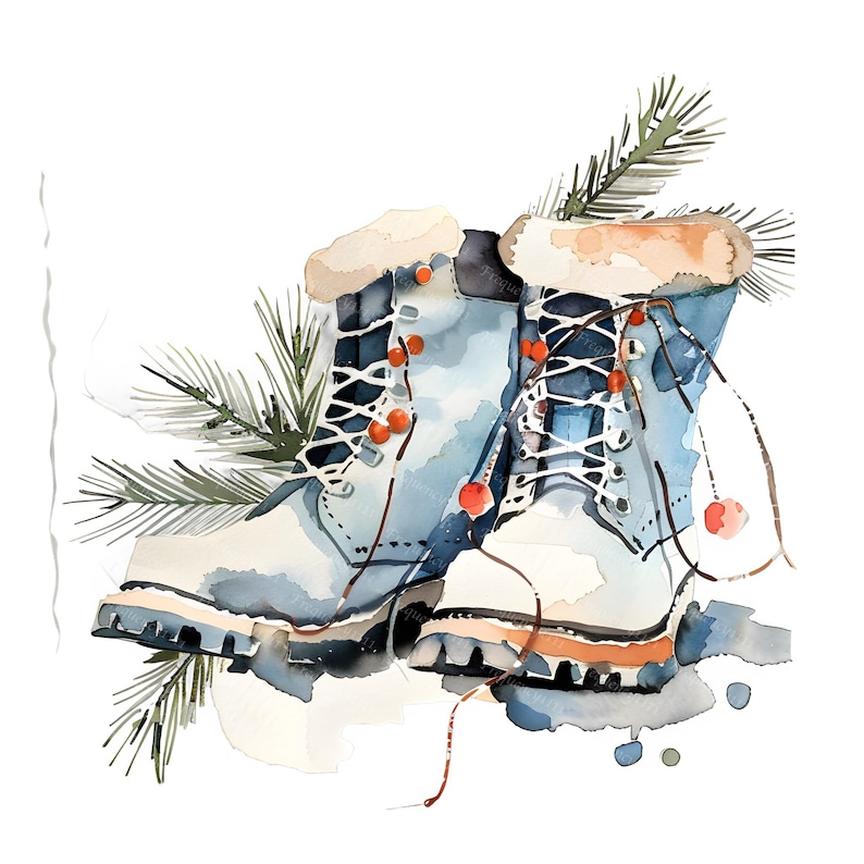 Watercolor Winter Boots Clipart, 16 PNG Snow Boot Illustrations, Cozy ...