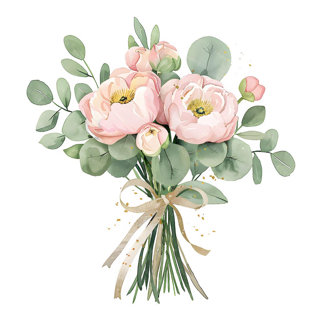 Watercolor Flower Clipart Bundle, 24 PNG Floral Illustrations, Peony ...