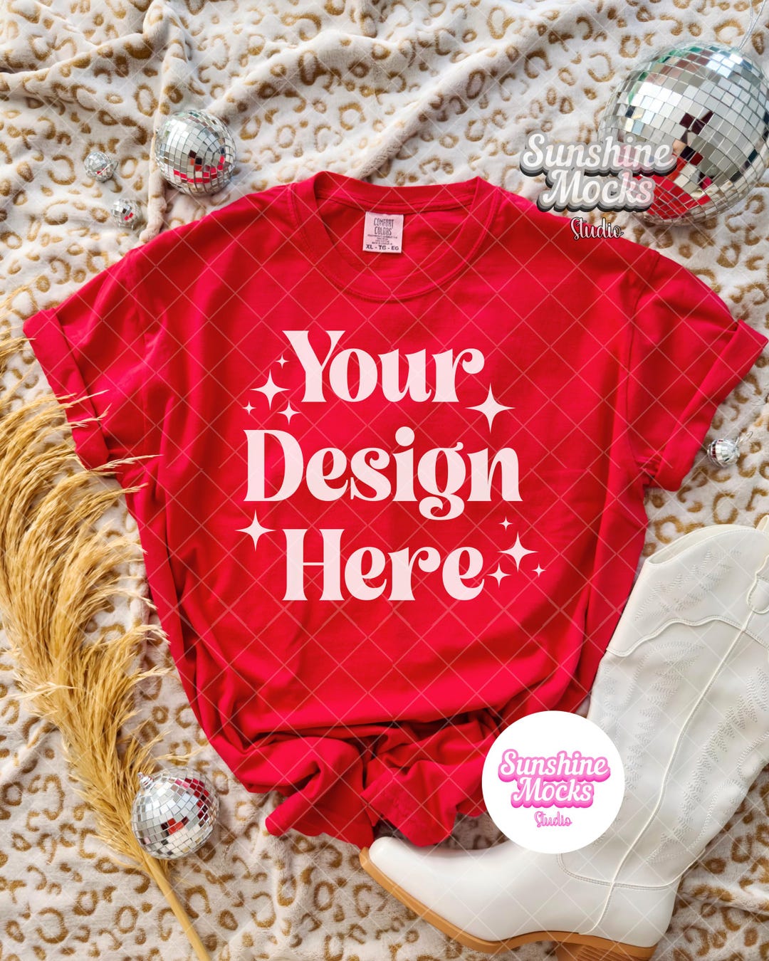 Red Comfort Colors 1717 Mockup | Red Flat Lay Tshirt Mockup | Preppy ...