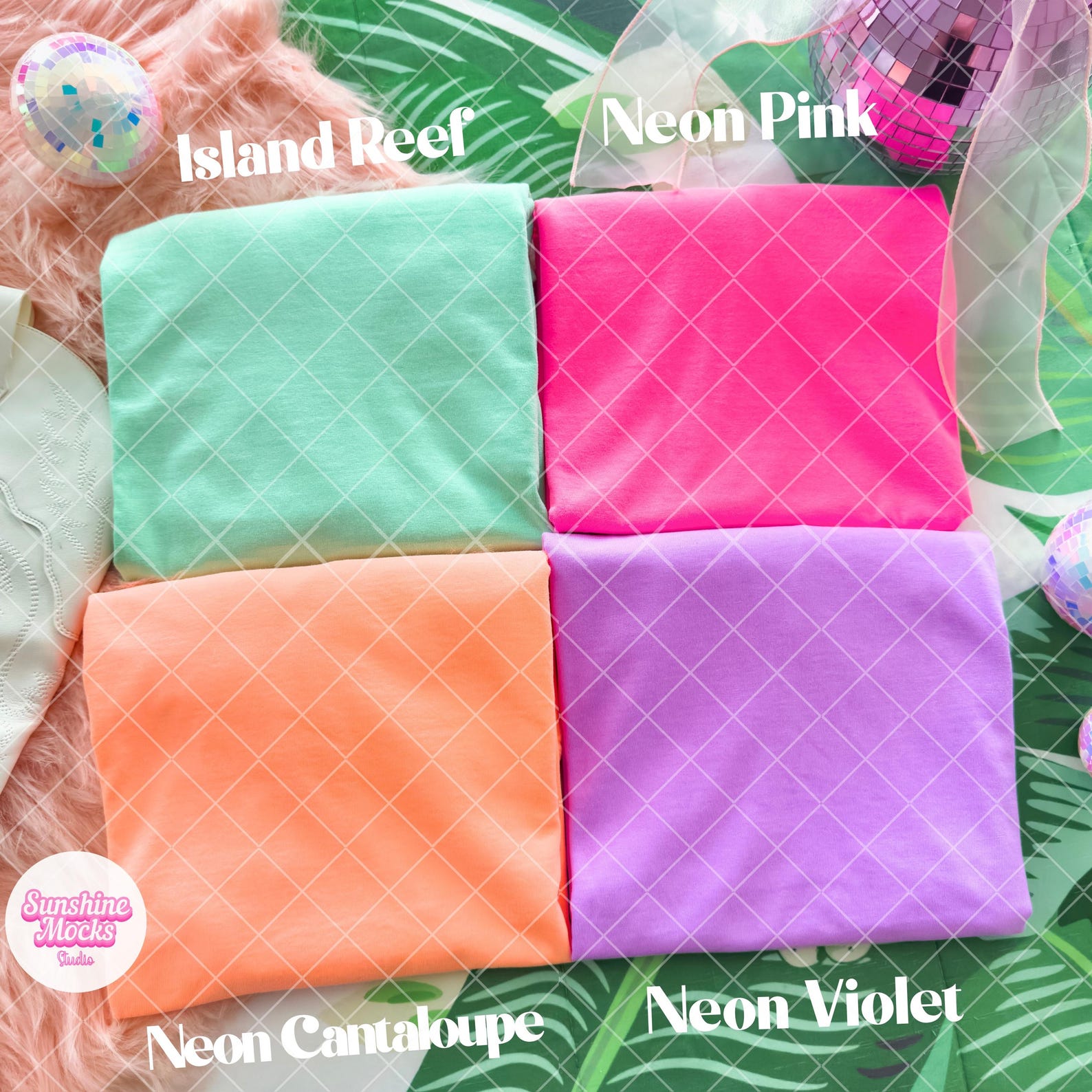 Neon Comfort Colors 1717 Group Mockup | Neon Pink, Neon Violet, Island ...