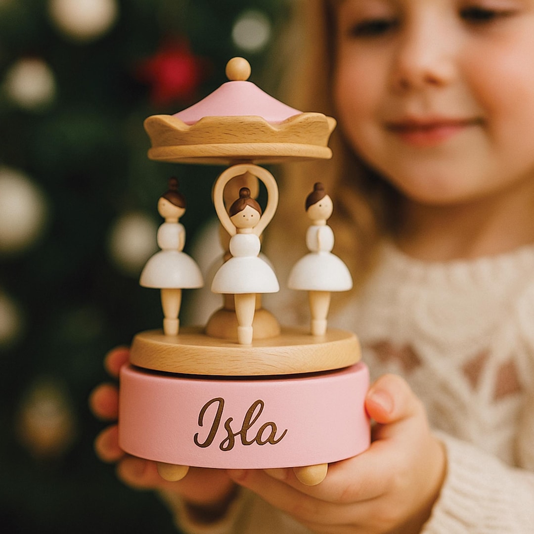Wooden Ballerina Music Box for Girls – Custom Carousel, Birthday Cake ...