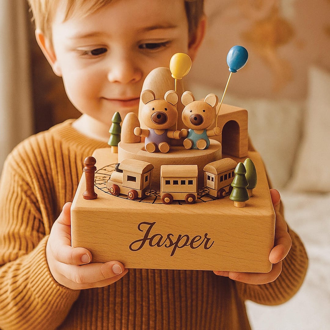 6 Style Personalized Moving Train Music Box – Custom Wooden Keepsake ...